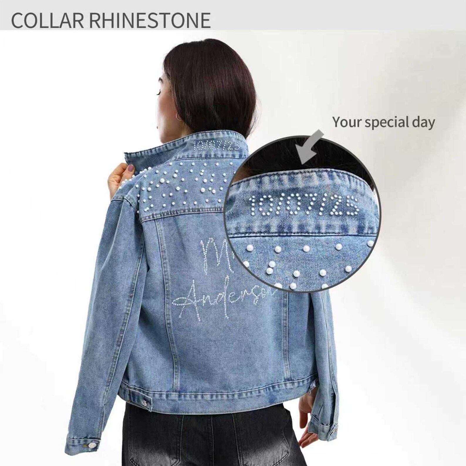 Rhinestone Denim Jacket, Custom Pearl Bride Denim Jacket, Wifey Jackets ...