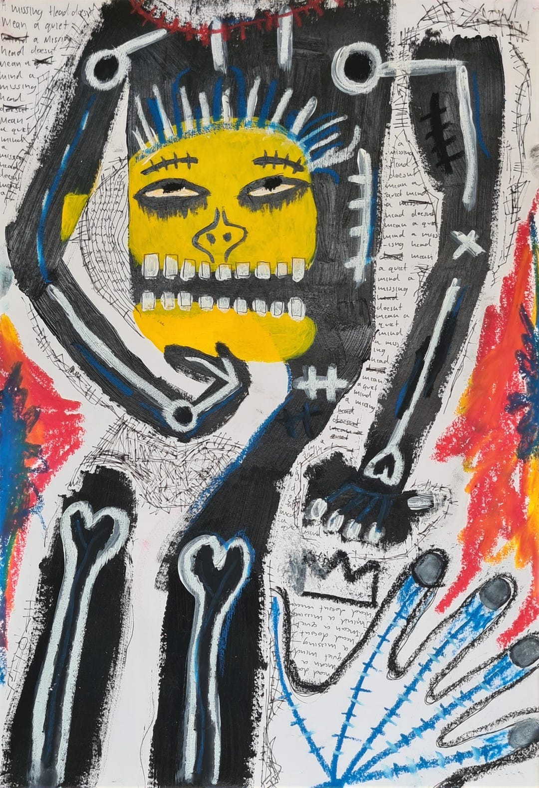 Neo Expressionist 1/1 Basquiat-inspired Painting "muzzy Head" - Etsy