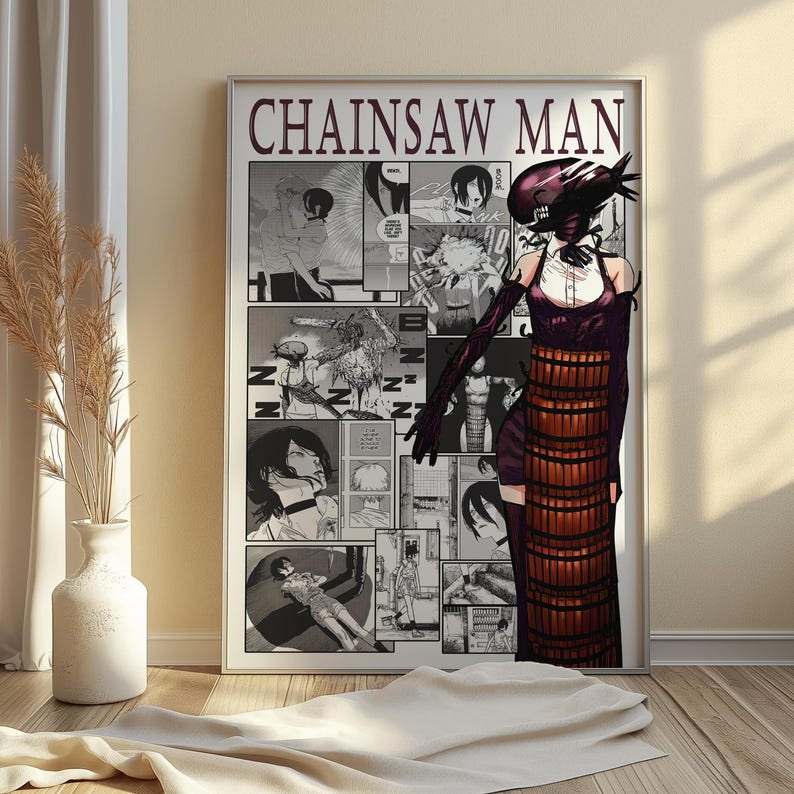 Chainsaw Man Reze als Bomb Devil Matte Poster, CSM Manga Panels Print ...