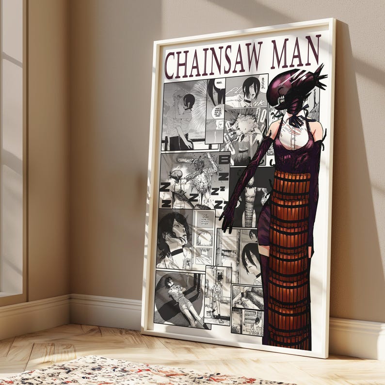 Chainsaw Man Reze as Bomb Devil Digital Print, CSM Manga Panels Wall ...
