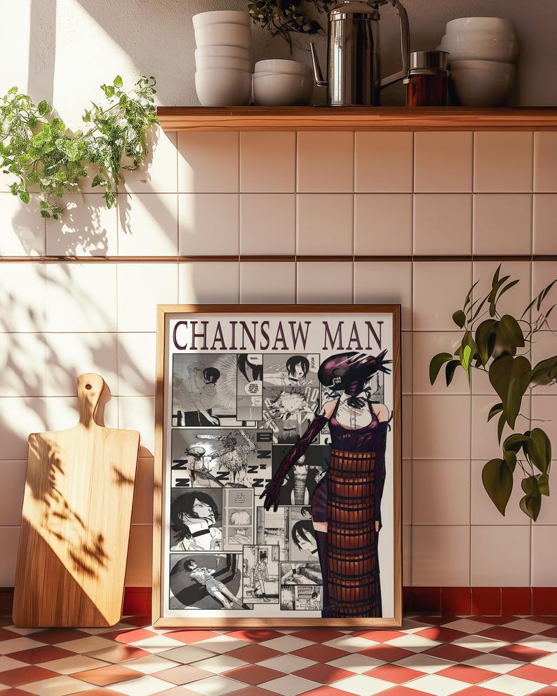 Chainsaw Man Reze as Bomb Devil Matte Poster, CSM Manga Panels Print ...