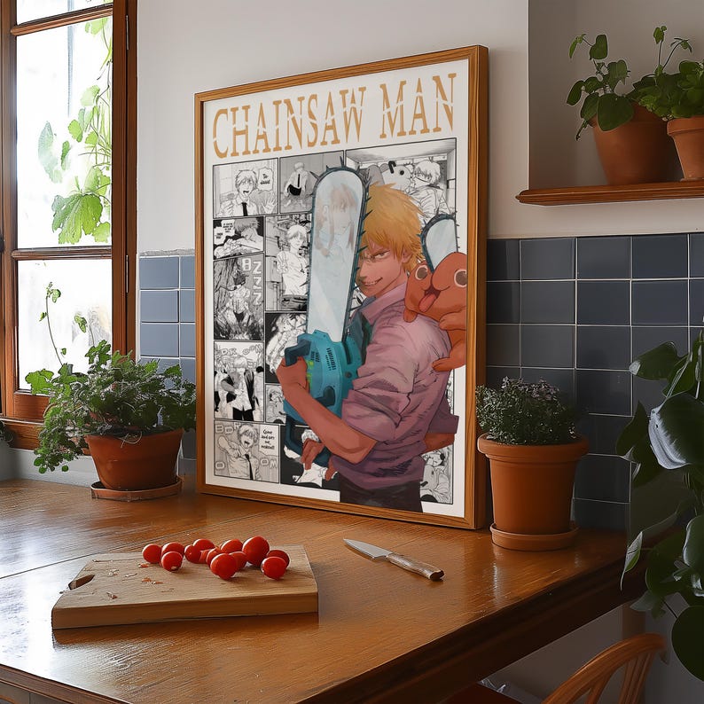 Chainsaw Man Denji Poster Matte, CSM Mangel Panel Print, Manga Room ...