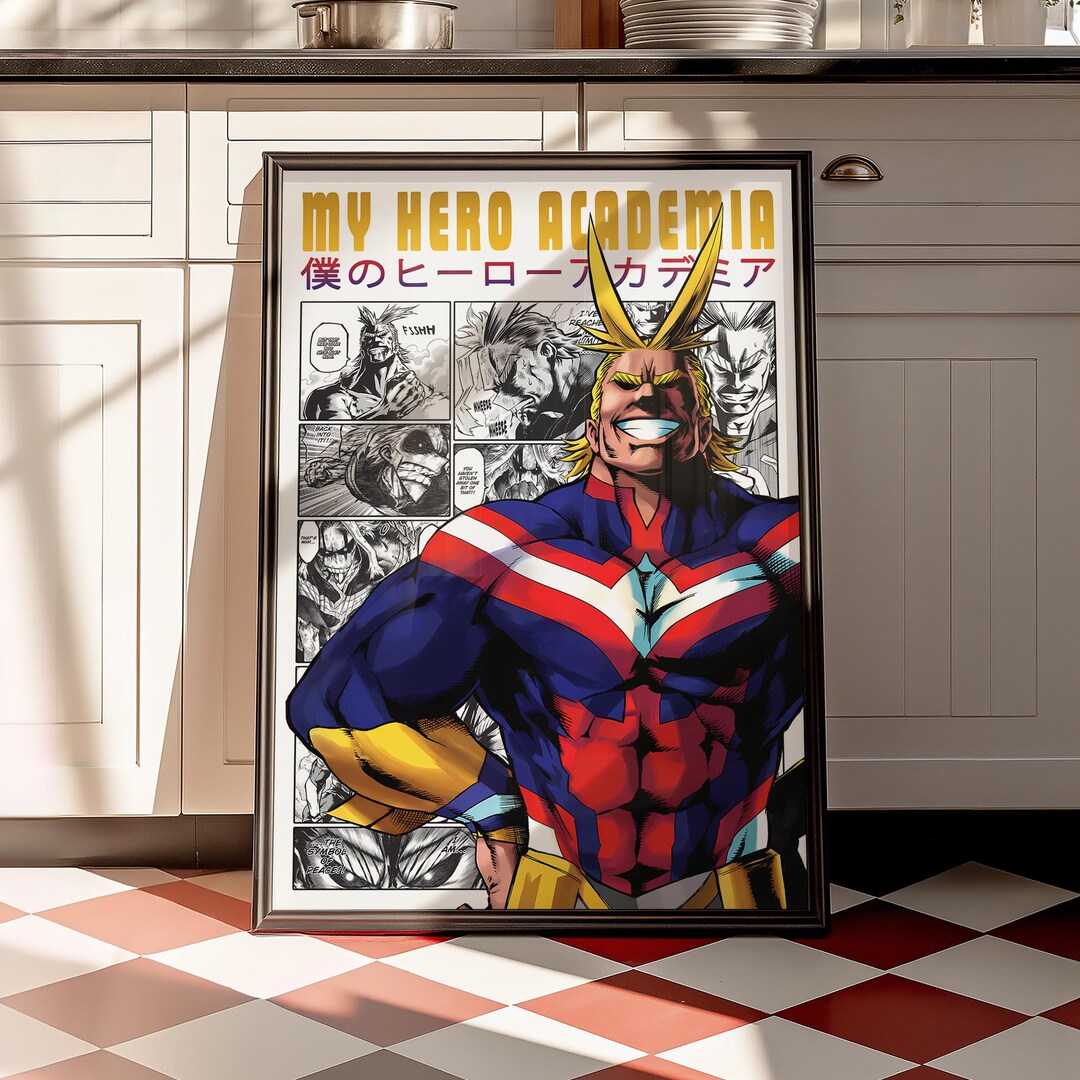 My Hero Academia All Might Poster Matte, Toshinori Yagi Character Print ...