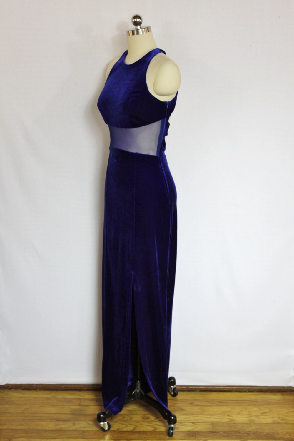 Vintage Electric Blue Velvet Cut Out Maxi Dress - Etsy