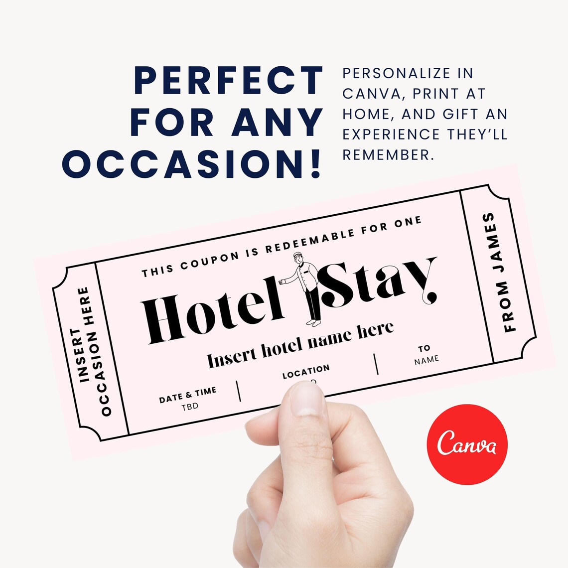 Hotel Stay Coupon Template, Custom Surprise Hotel Stay Gift Voucher ...