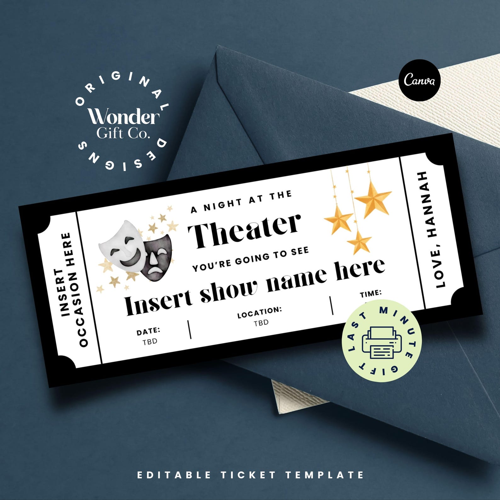 Custom Theater Ticket Template, Surprise Theatre Gift, Date Night ...