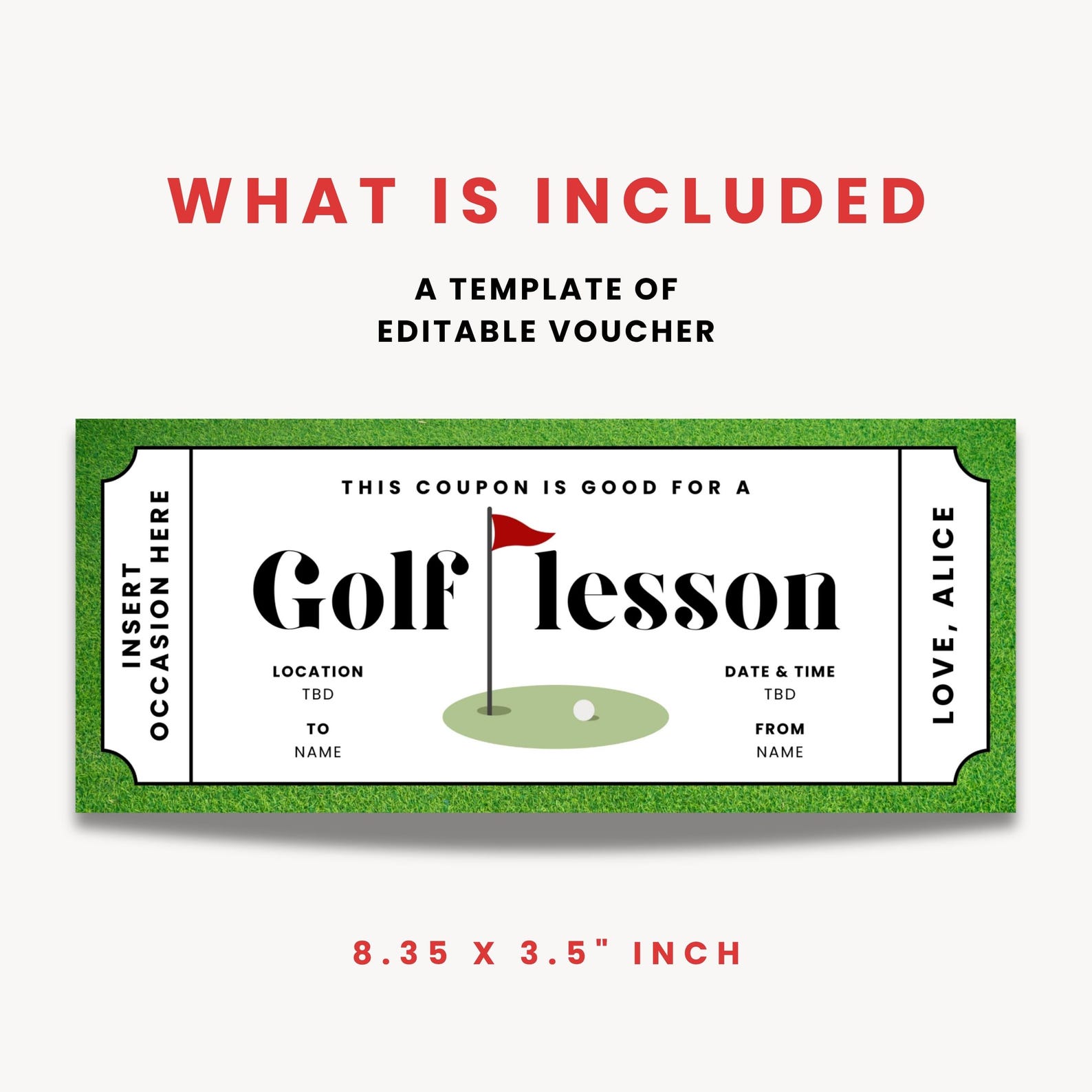 Golf Lesson Gift Certificate, Custom Golf Class Coupon Template ...
