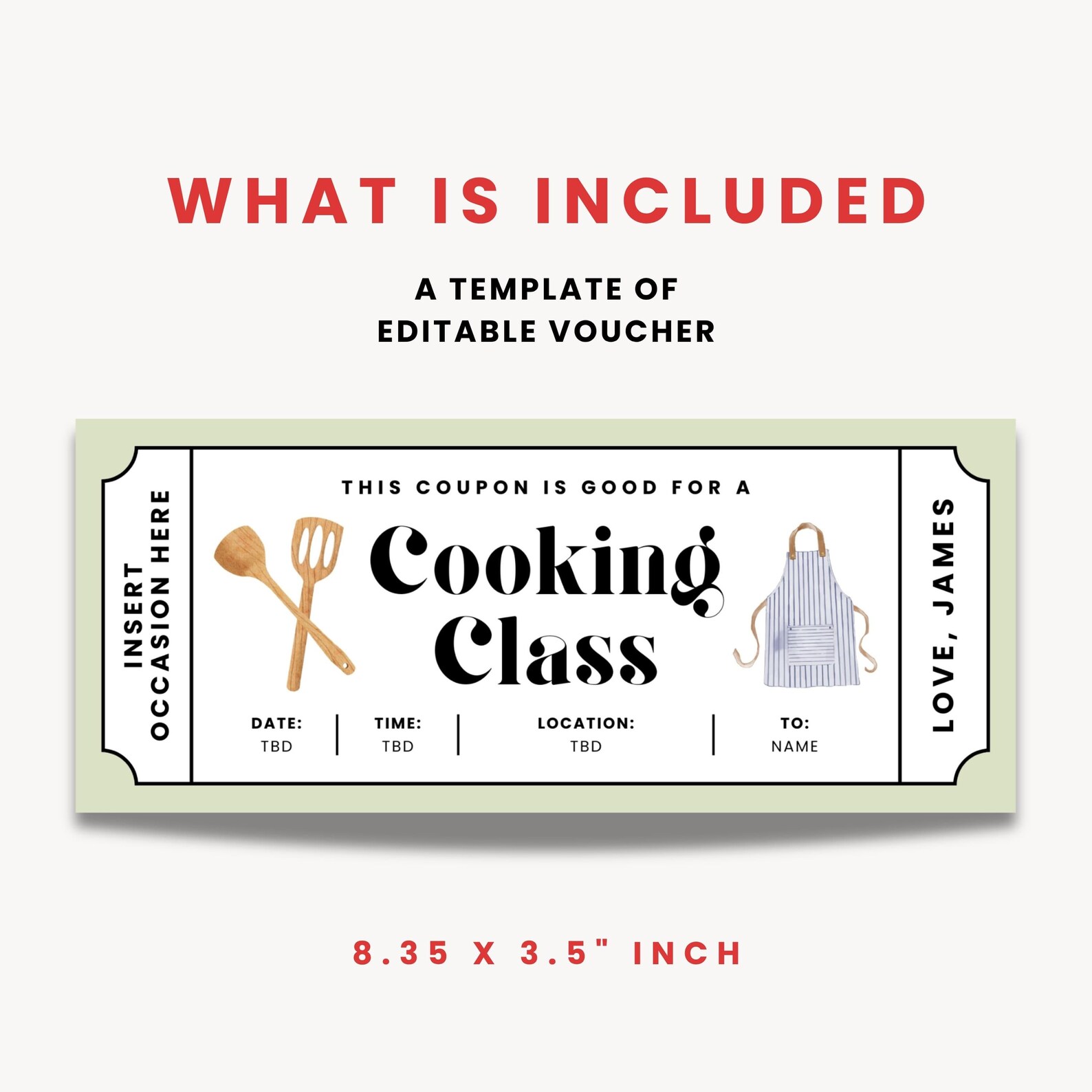 Cooking Class Ticket Template, Editable Cooking Class Coupon, Custom Cooking Lessons Gift ...