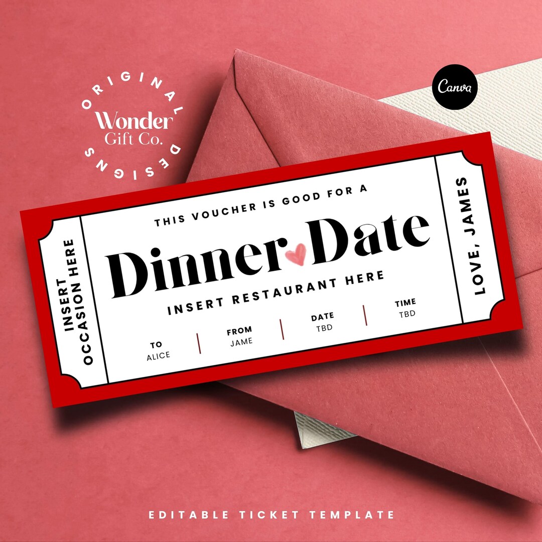 Dinner Date Voucher, Night Away Voucher, Love Coupons, Valentine Ticket ...