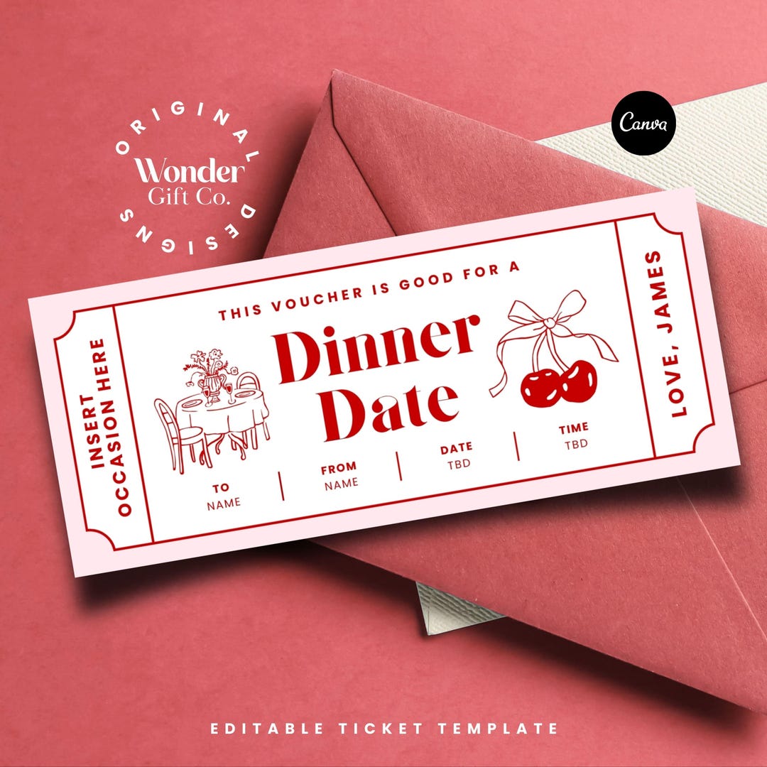 Dinner Date Voucher, Night Away Voucher, Love Coupons, Valentine Ticket ...