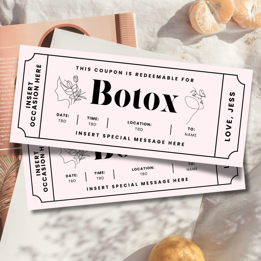 Editable Botox Gift Coupon, Med Spa Voucher Template, Beauty Lover Gift ...