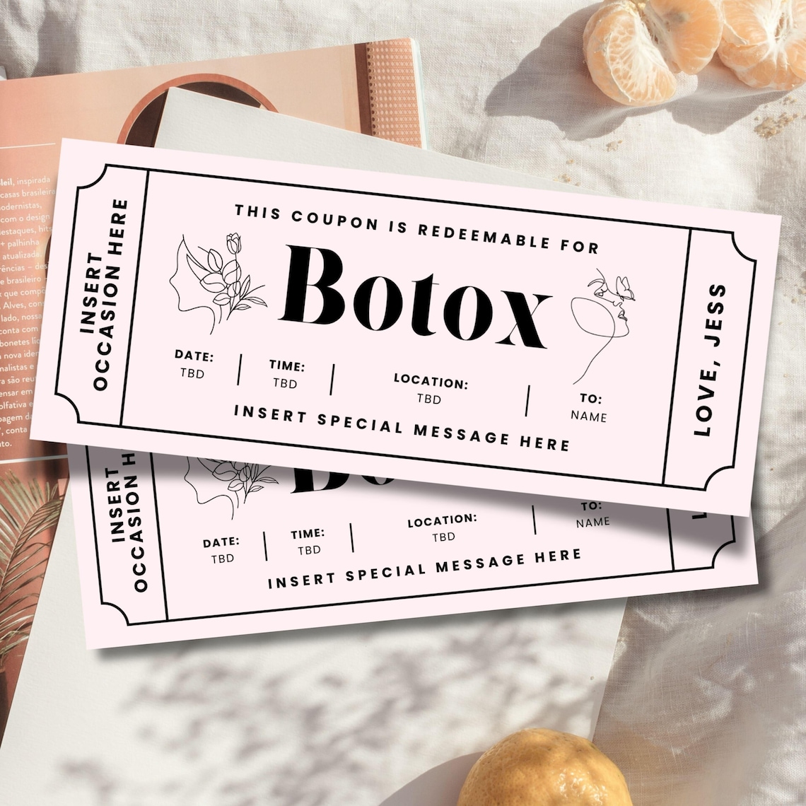 Editable Botox Gift Coupon, Med Spa Voucher Template, Beauty Lover Gift ...