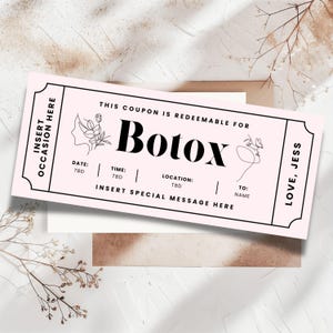 Editable Botox Gift Coupon, Med Spa Voucher Template, Beauty Lover Gift ...