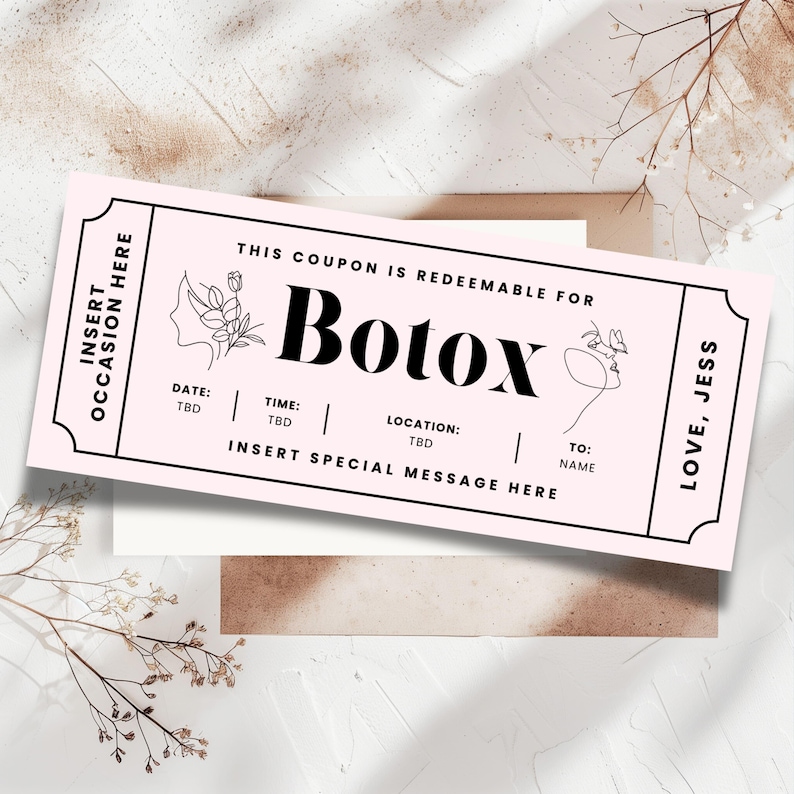 Editable Botox Gift Coupon, Med Spa Voucher Template, Beauty Lover Gift ...
