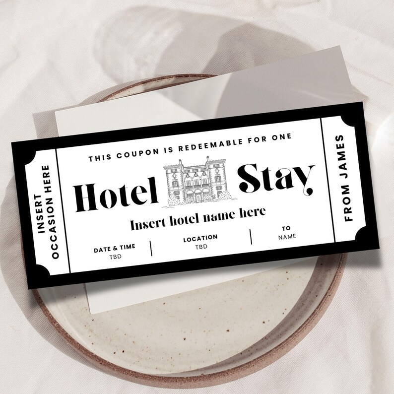 Hotel Stay Coupon Template, Custom Surprise Hotel Stay Gift Voucher ...