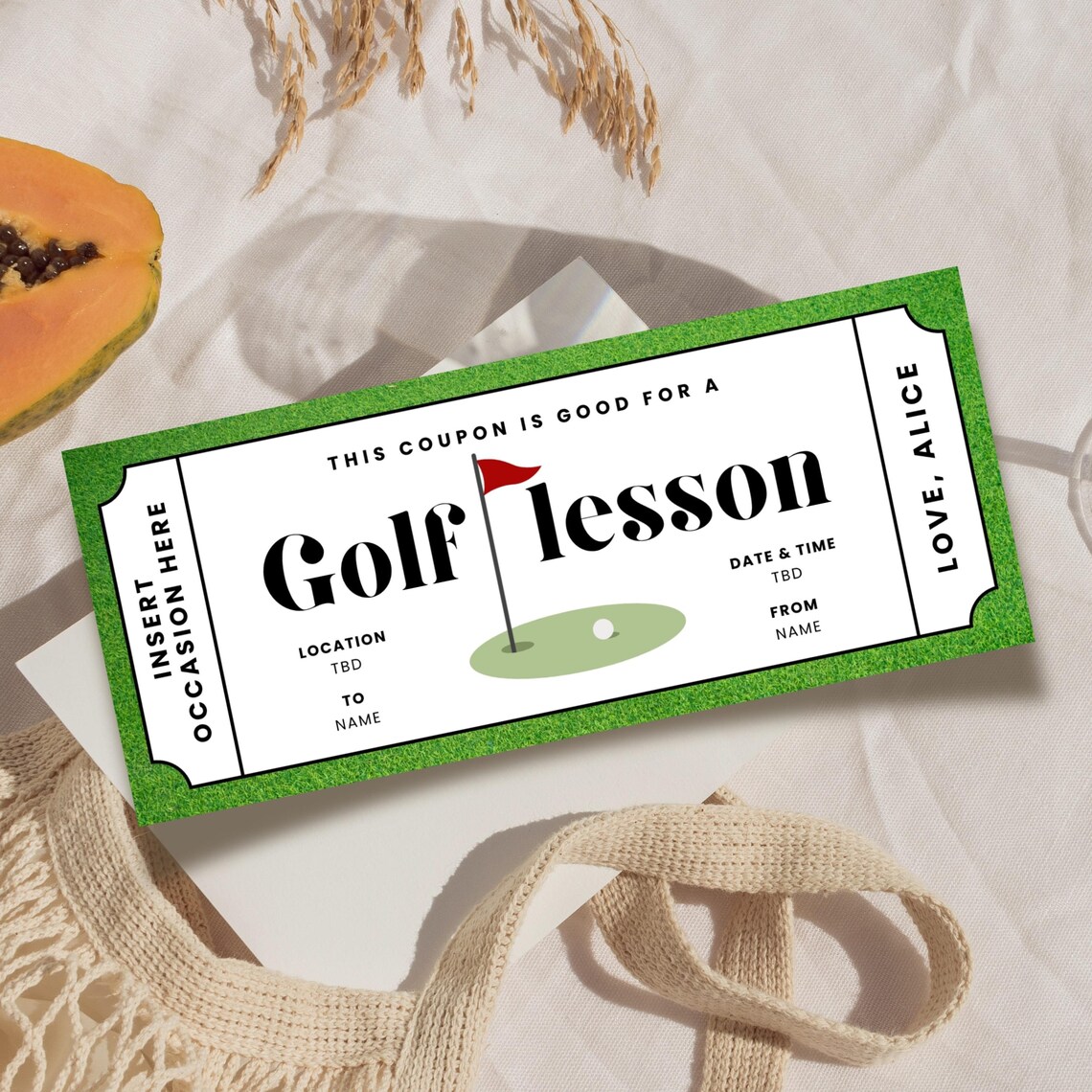 Golf Lesson Gift Certificate, Custom Golf Class Coupon Template ...