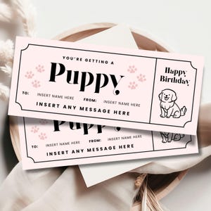 Editable New Puppy Coupon Template, Custom New Dog Ticket Template ...