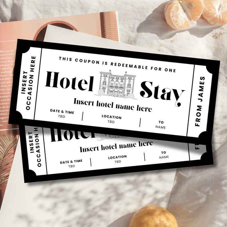 Hotel Stay Coupon Template, Custom Surprise Hotel Stay Gift Voucher ...