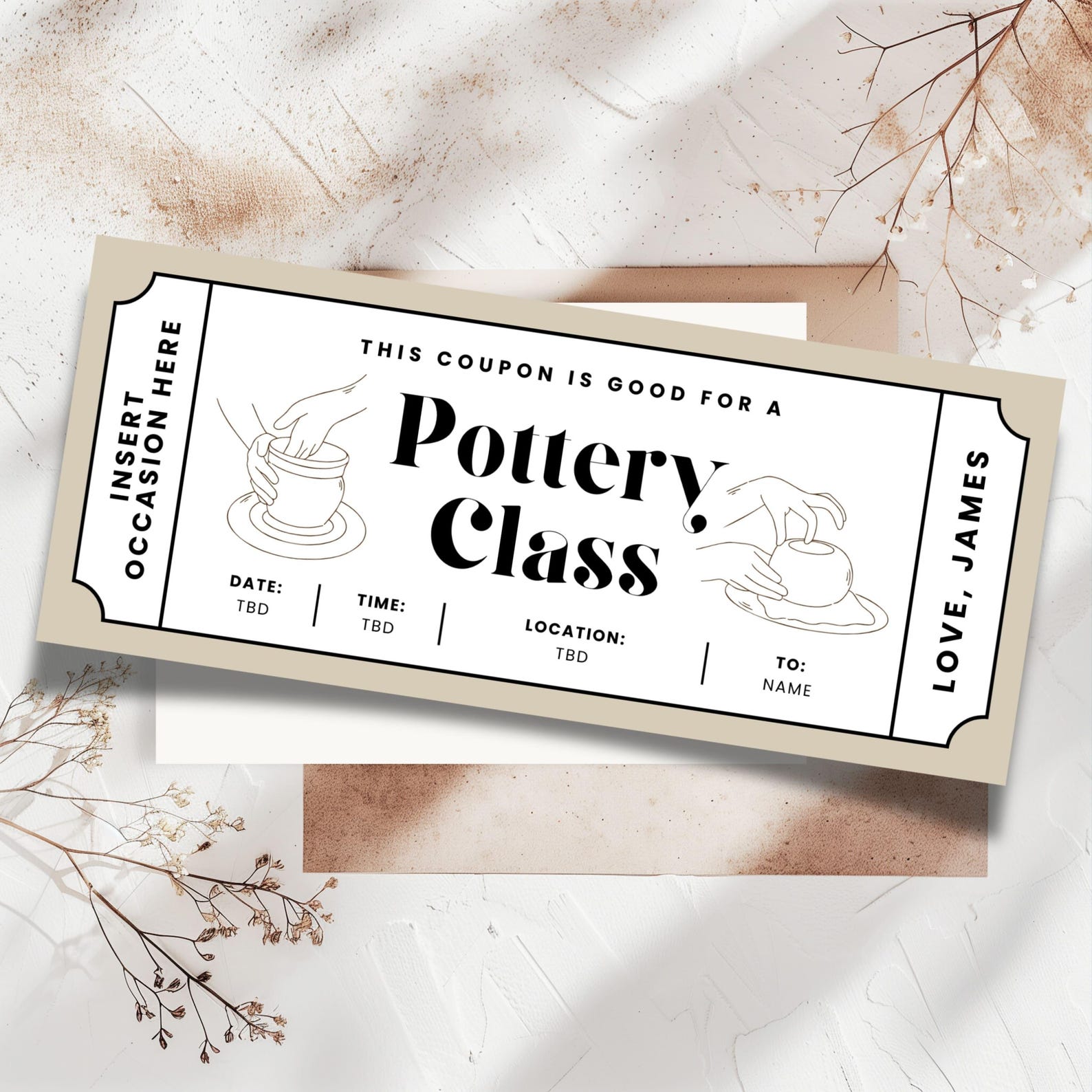 Pottery Class Coupon, Pottery Making Ticket, Clay Pottery Maker, Custom ...