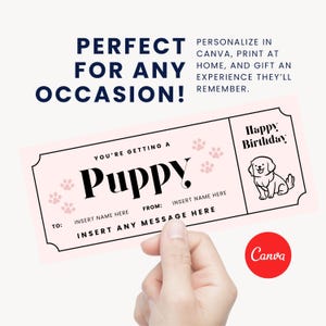 Editable New Puppy Coupon Template, Custom New Dog Ticket Template ...