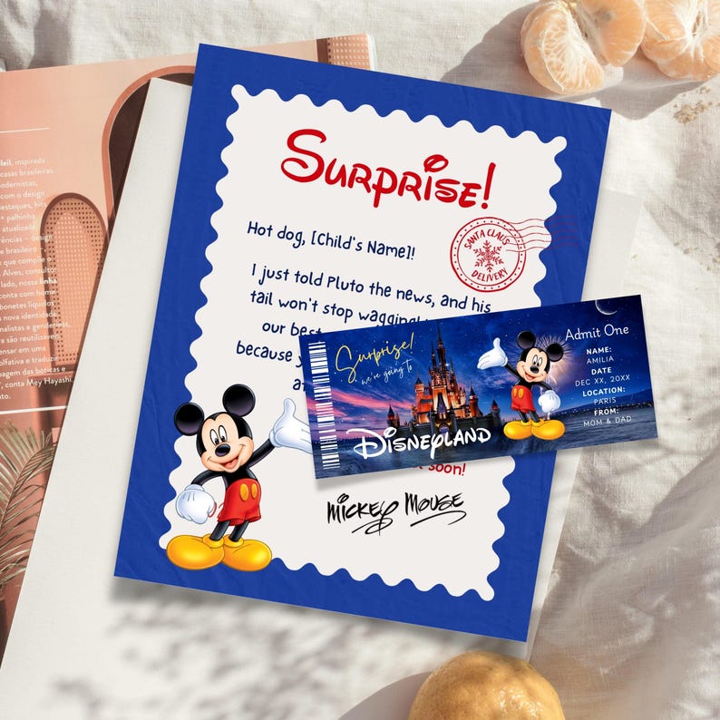 Disneyland Paris Ticket, Disneyland Paris Reveal, Surprise Trip Reveal - Etsy Canada