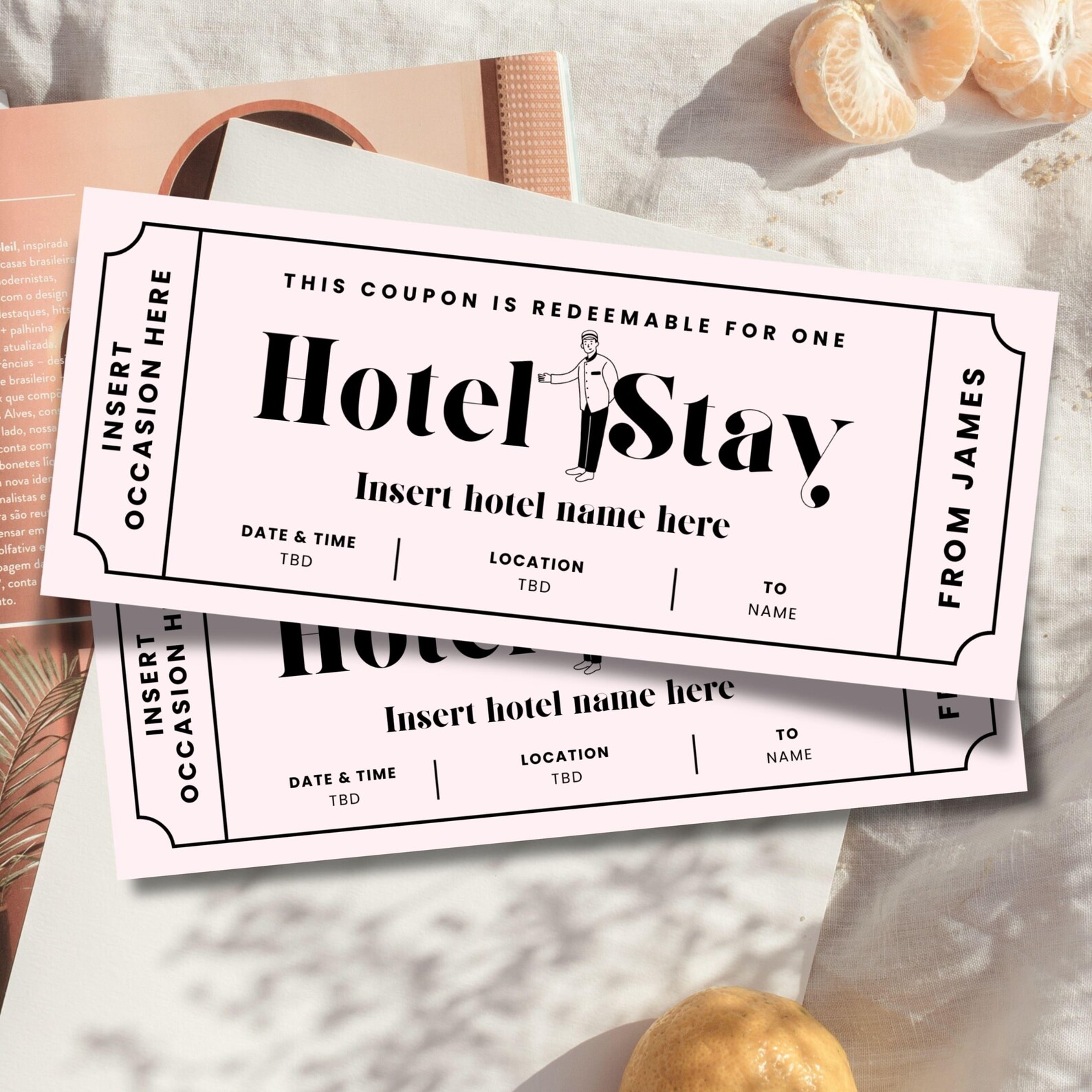 Hotel Stay Coupon Template, Custom Surprise Hotel Stay Gift Voucher ...