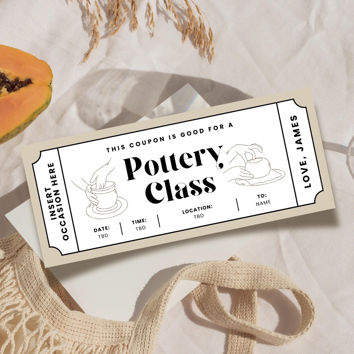 Pottery Class Coupon, Pottery Making Ticket, Clay Pottery Maker, Custom ...