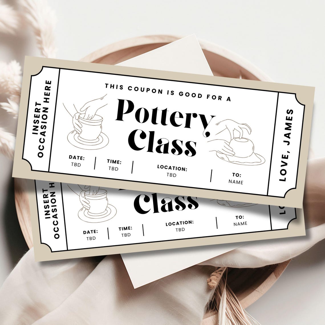 Pottery Class Coupon, Pottery Making Ticket, Clay Pottery Maker, Custom ...