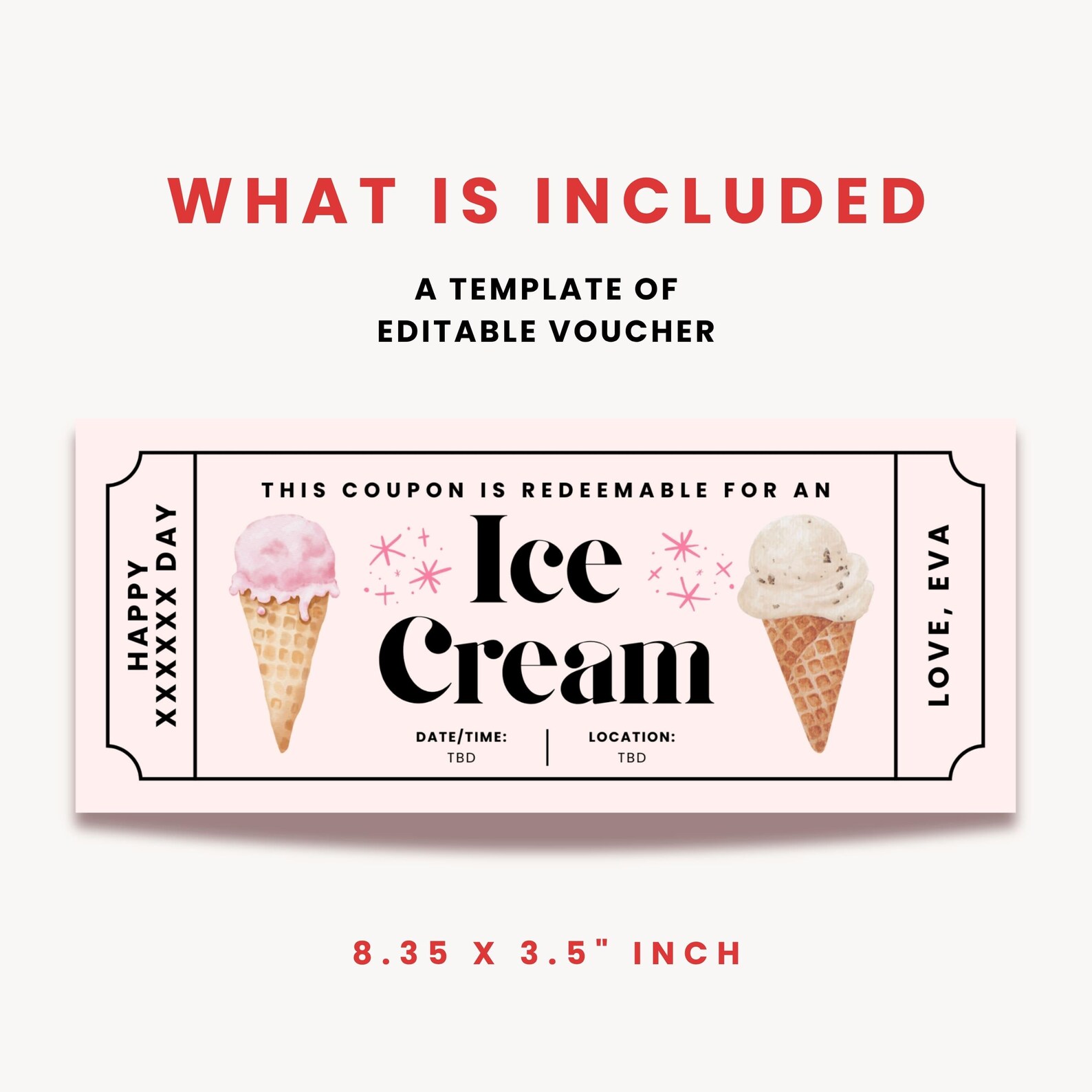 Ice Cream Coupons, Ice Cream Party, Printable Vouchers, Ice Cream ...