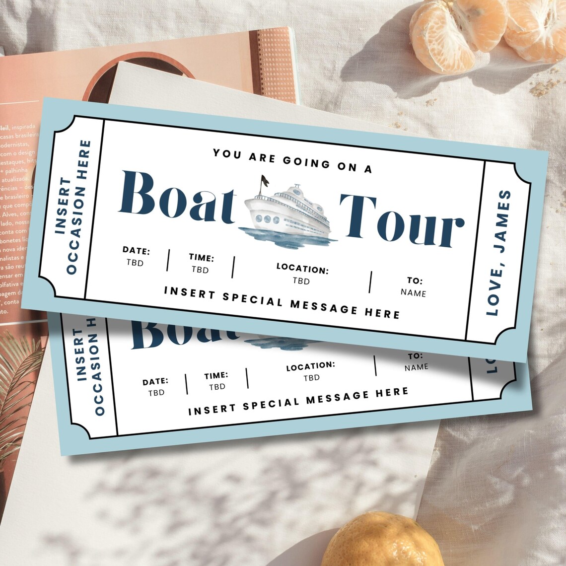 Editable Boat Tour Ticket, Cruise Trip Ticket Template, Cruise Gift ...
