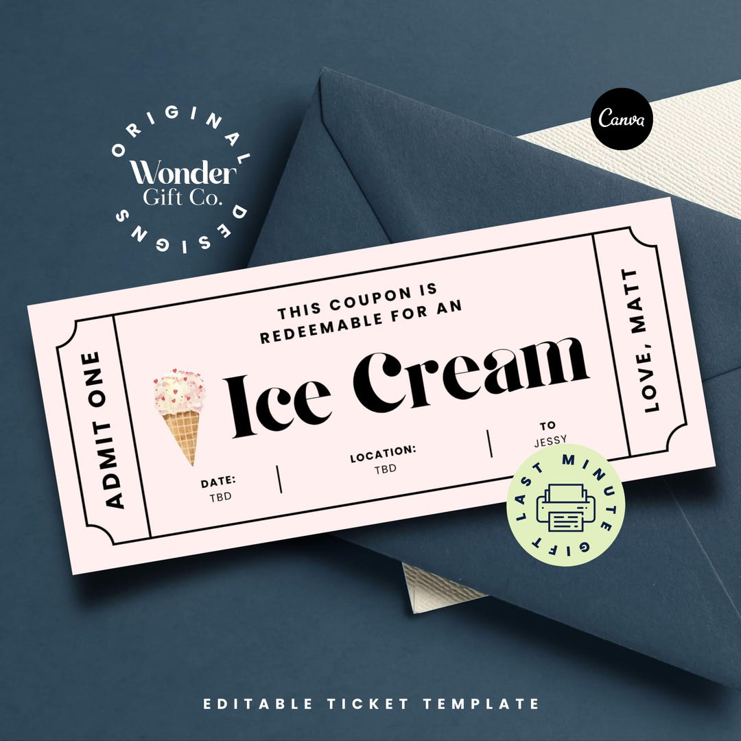 Ice Cream Coupons, Ice Cream Party, Printable Vouchers, Ice Cream ...