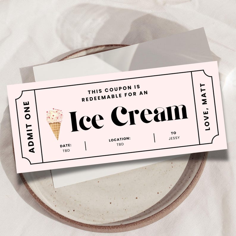 Ice Cream Coupons, Ice Cream Party, Printable Vouchers, Ice Cream ...