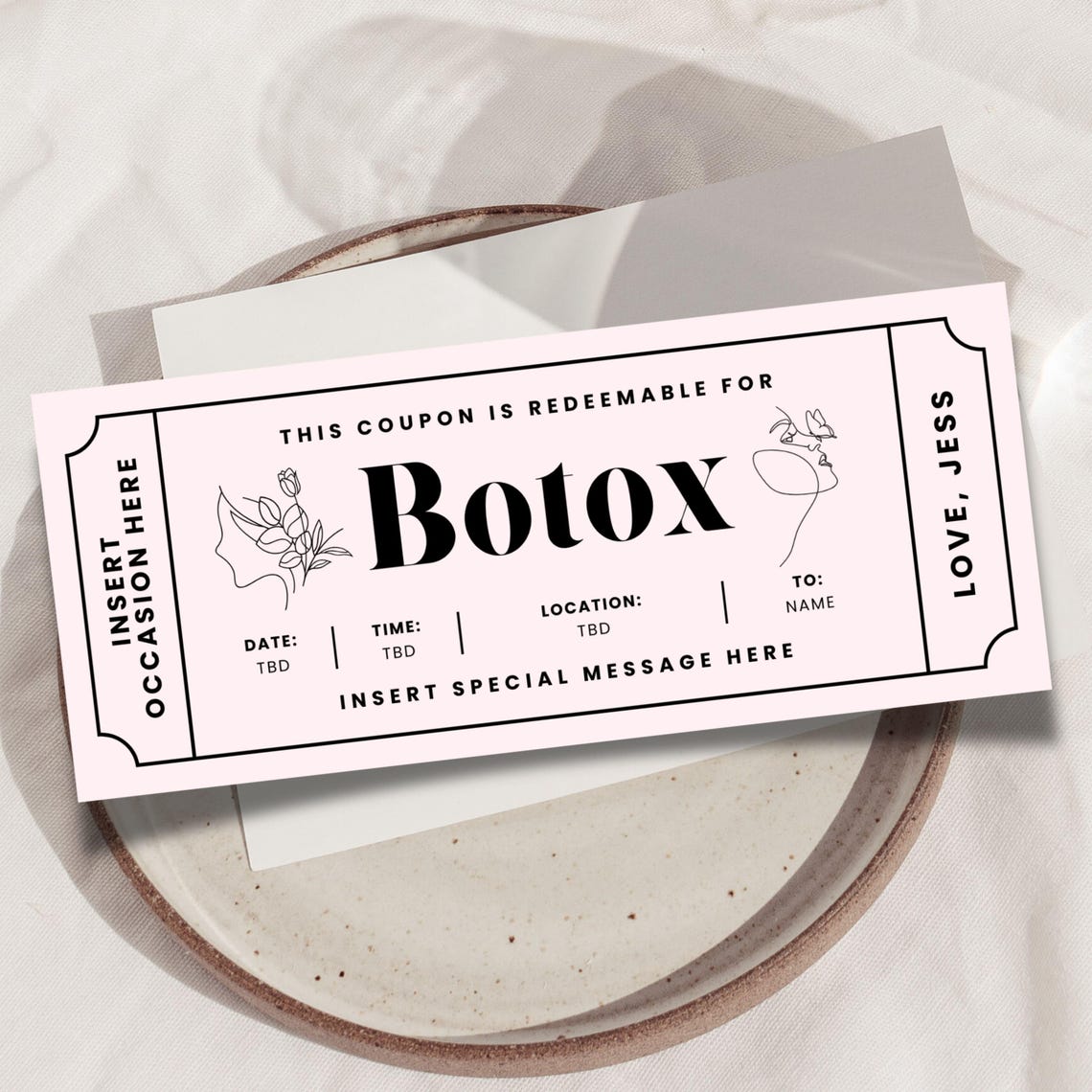 Editable Botox Gift Coupon, Med Spa Voucher Template, Beauty Lover Gift ...