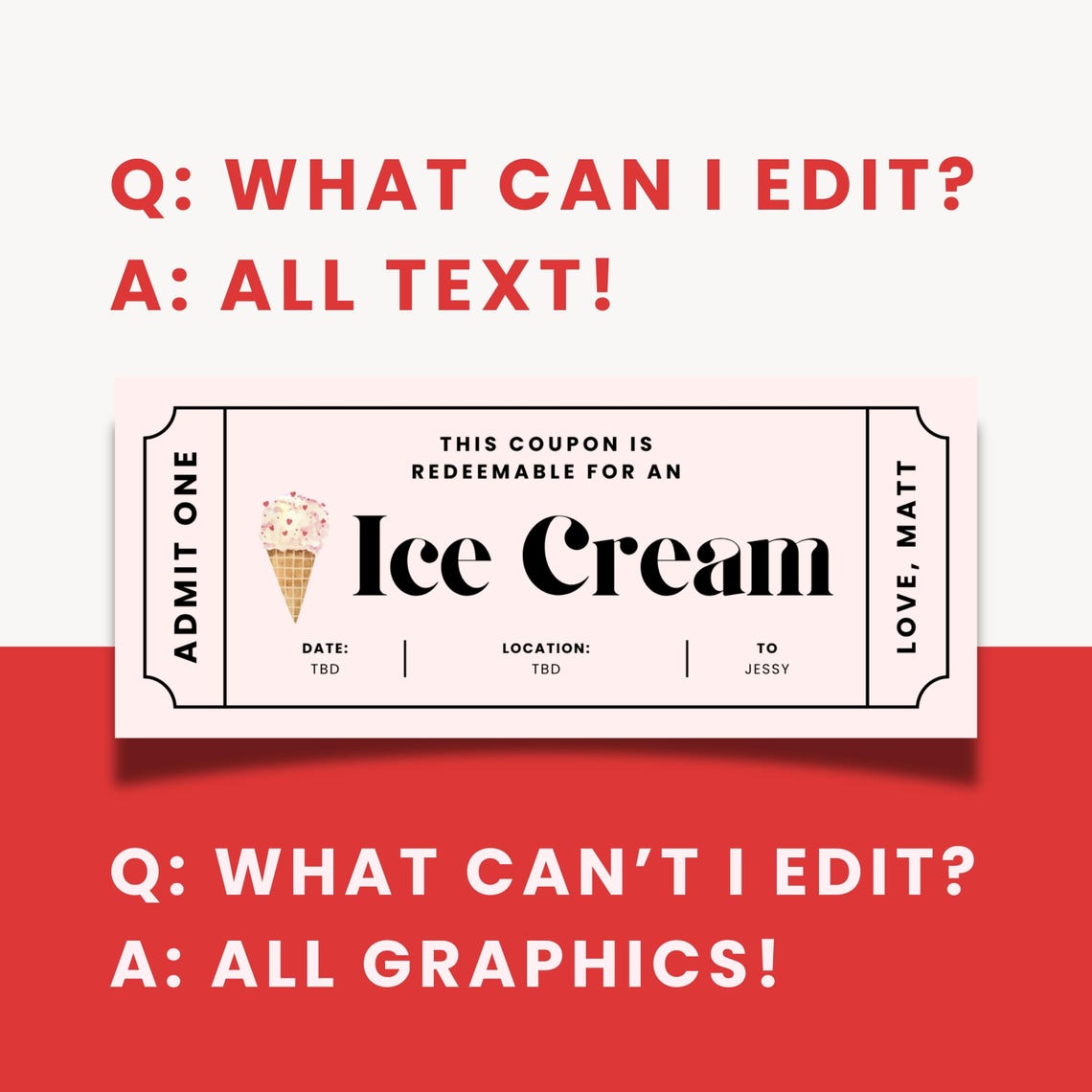 Ice Cream Coupons, Ice Cream Party, Printable Vouchers, Ice Cream ...