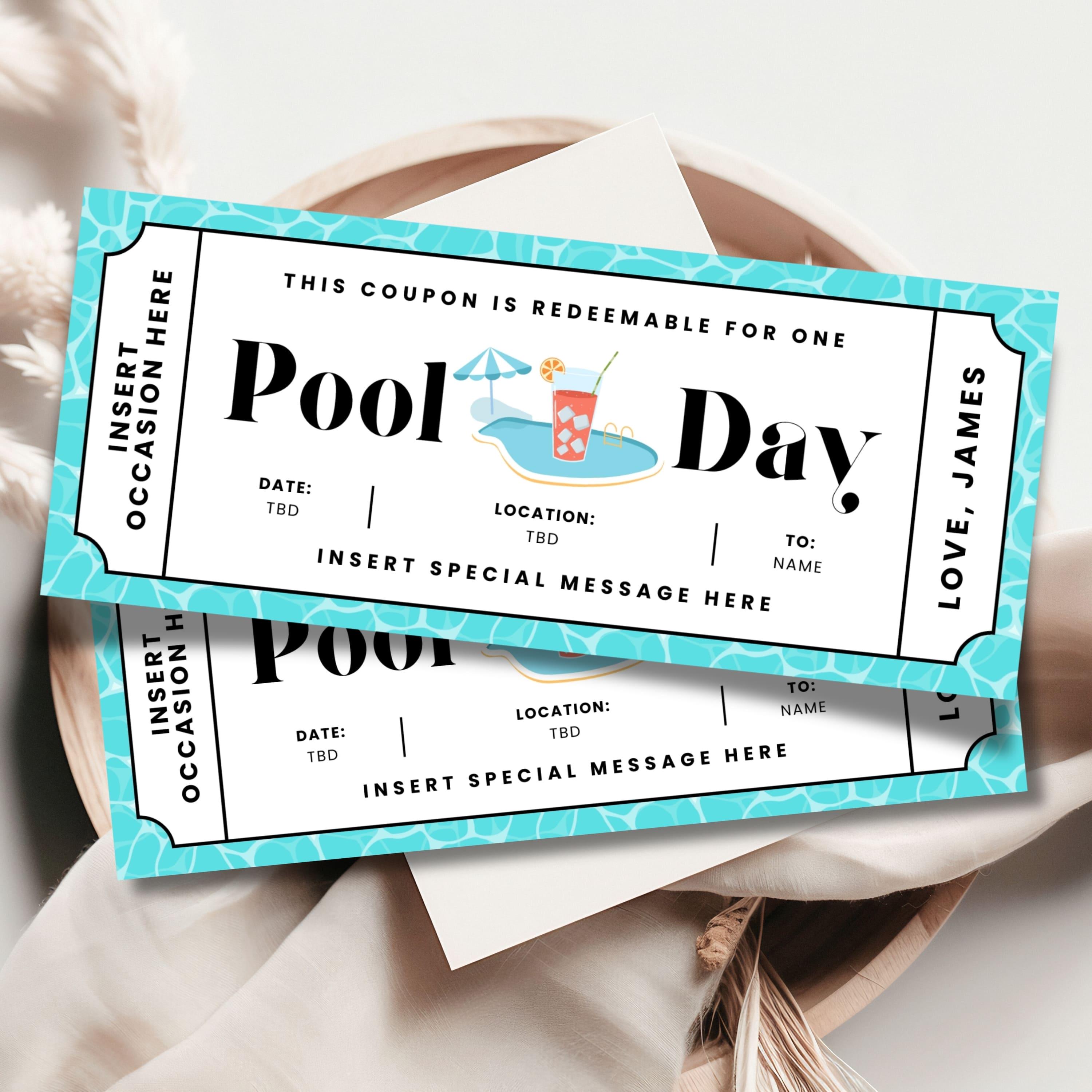 Pool Party Ticket, Summer Event Ticket, Pool Party Invite Ticket ...