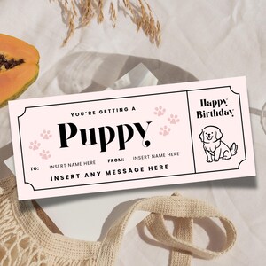 Editable New Puppy Coupon Template, Custom New Dog Ticket Template ...
