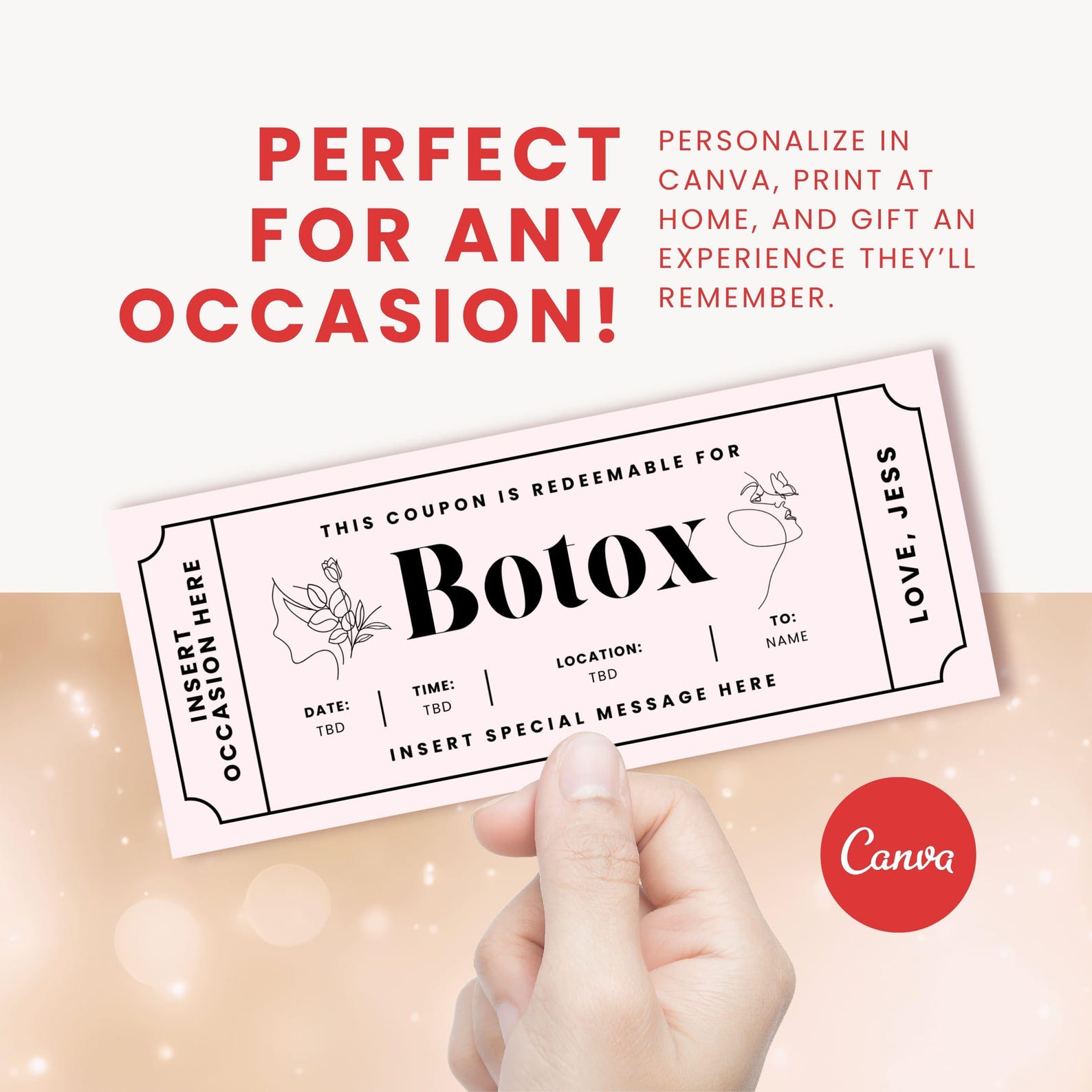 Editable Botox Gift Coupon, Med Spa Voucher Template, Beauty Lover Gift ...