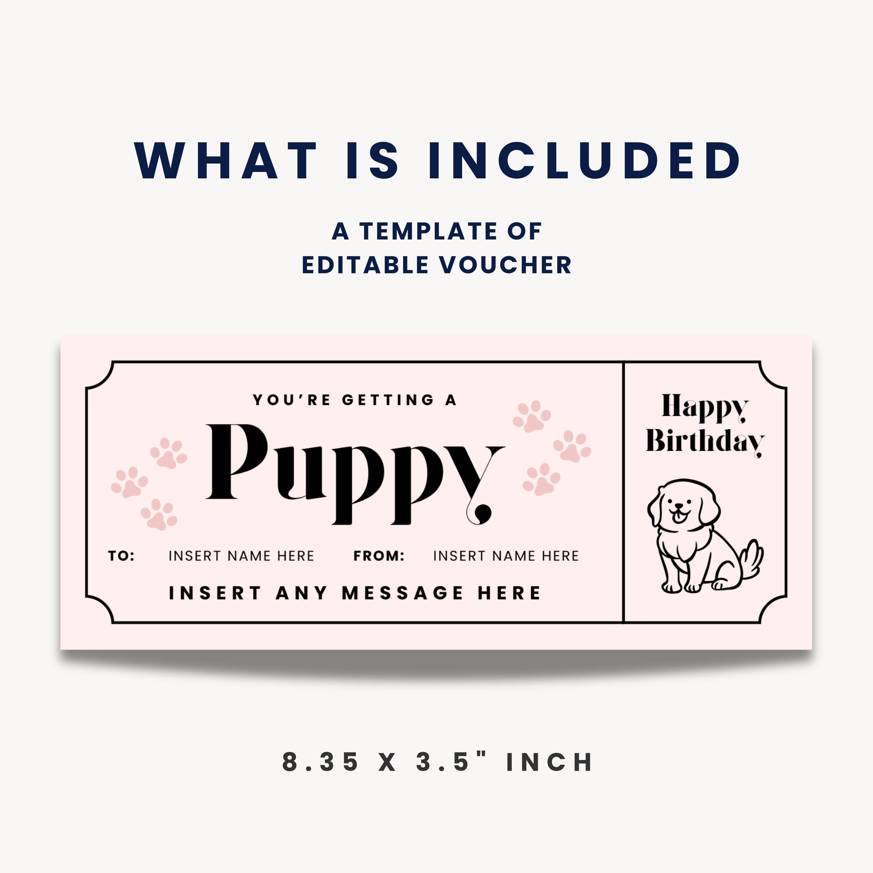 Editable New Puppy Coupon Template, Custom New Dog Ticket Template ...