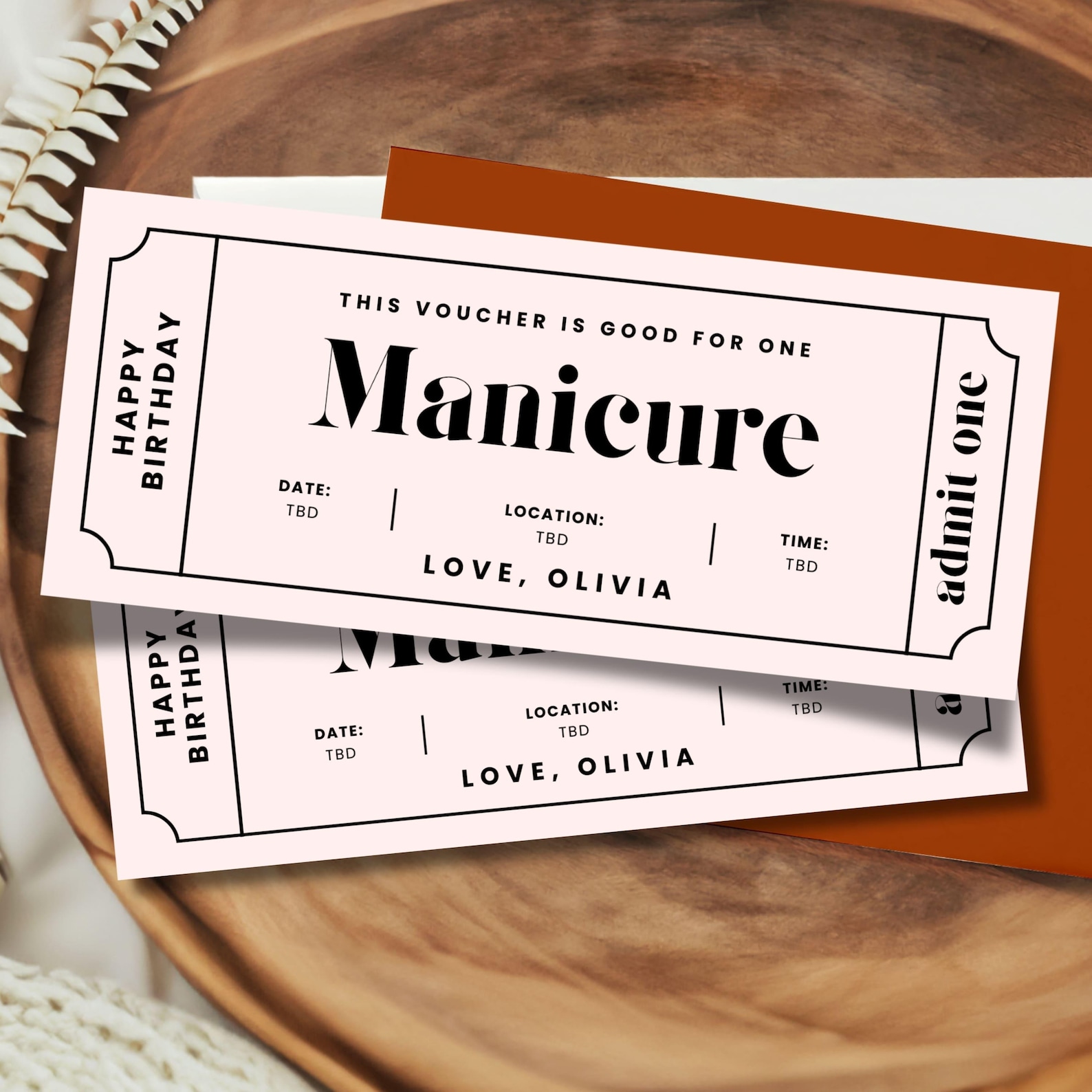 Manicure Voucher Gift Coupon, Editable Personalized Ticket, Nail Salon ...