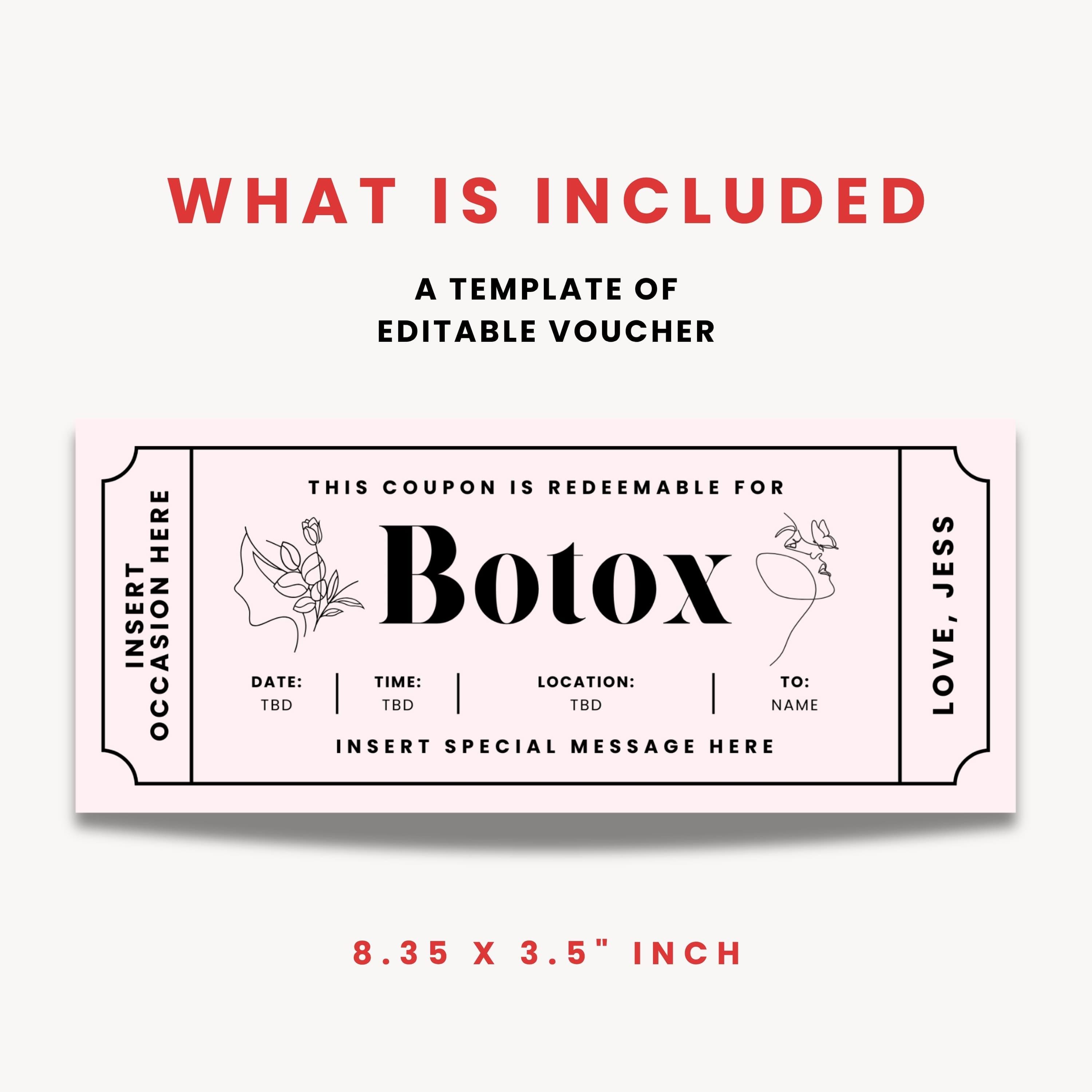 Editable Botox Gift Coupon, Med Spa Voucher Template, Beauty Lover Gift ...