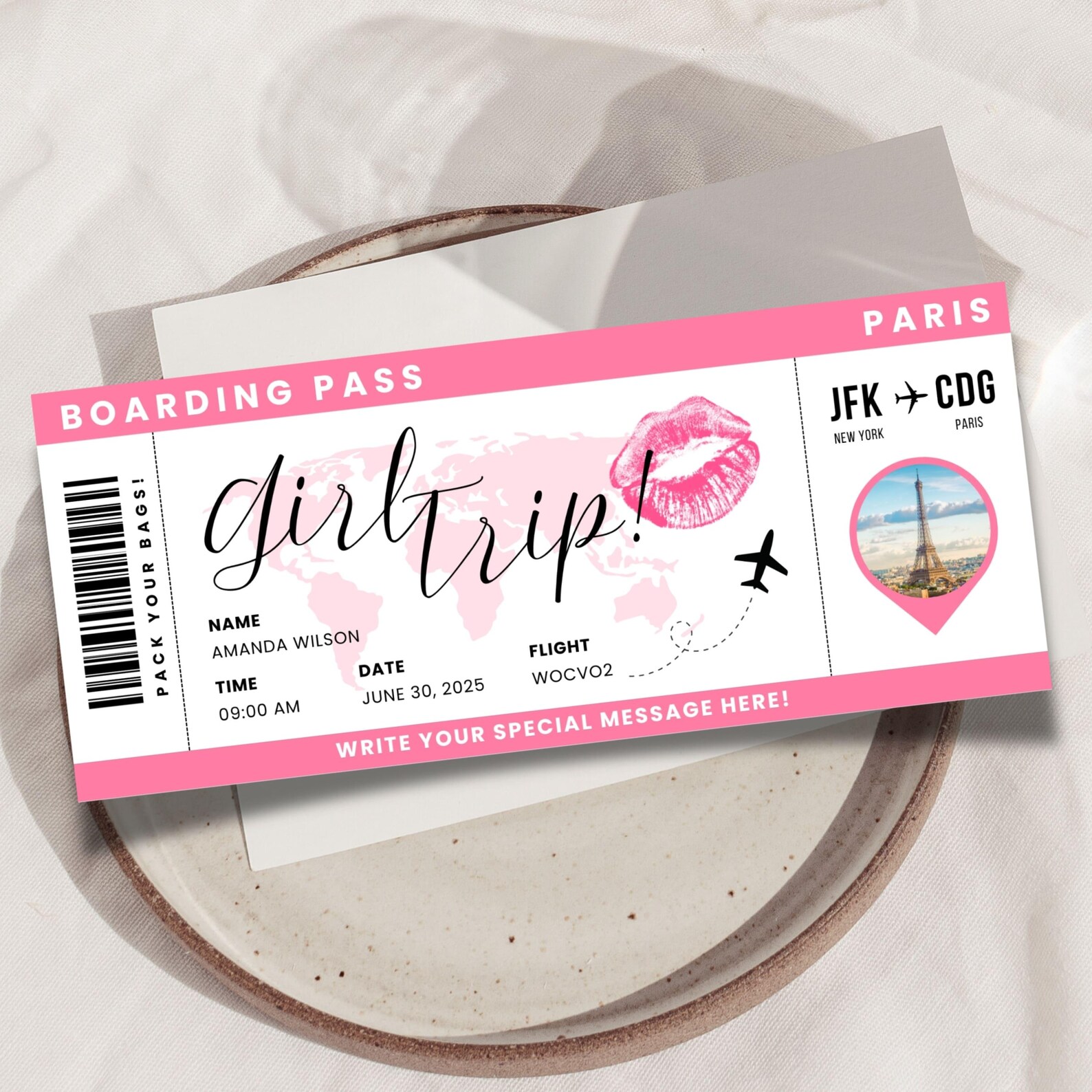 Girl Trip Invite Printable, Editable Boarding Pass Ticket, Surprise ...