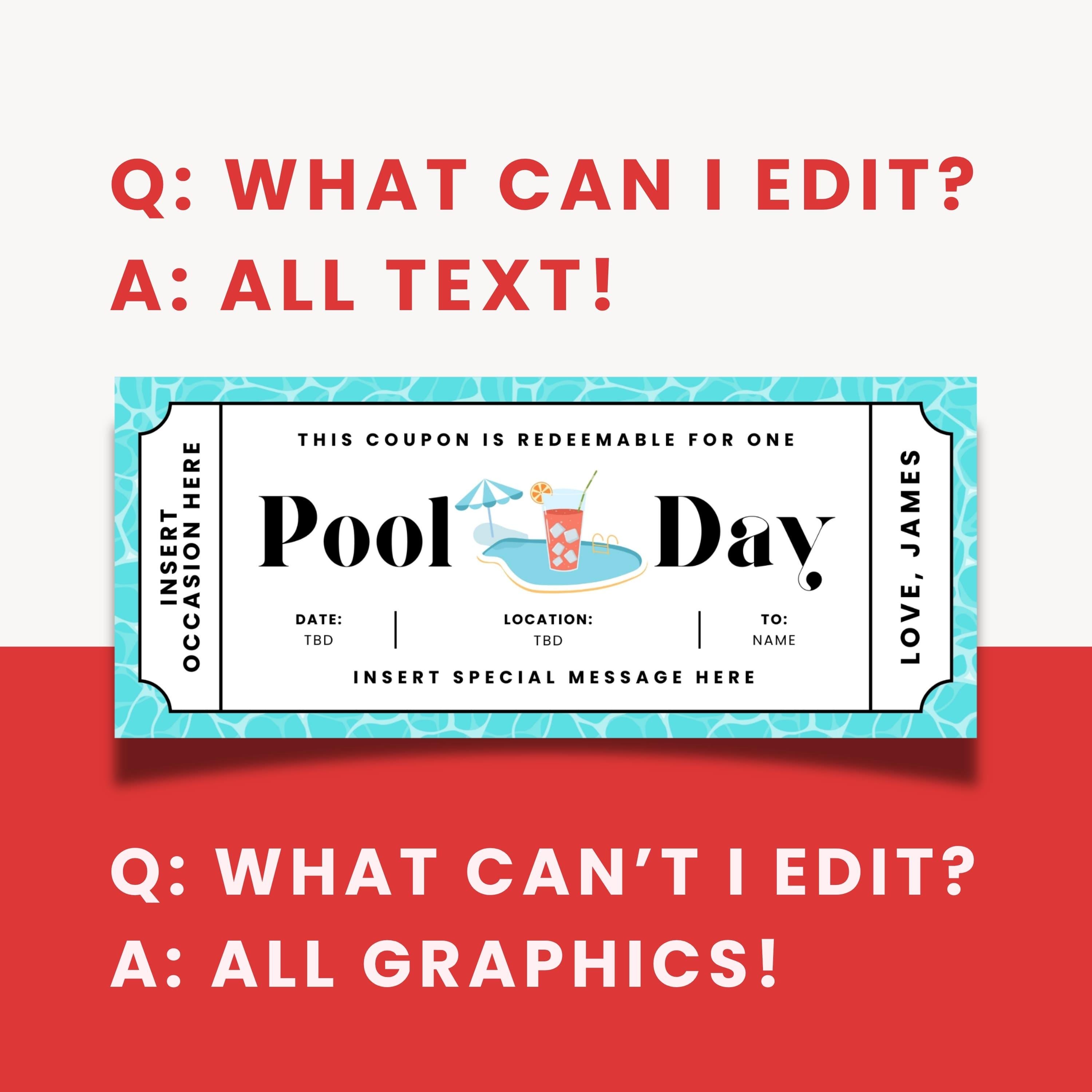 Pool Party Ticket, Summer Event Ticket, Pool Party Invite Ticket ...