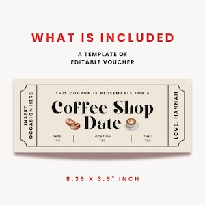 Custom Coffee Date Coupon, Surprise Cafe Date, Ticket Template ...