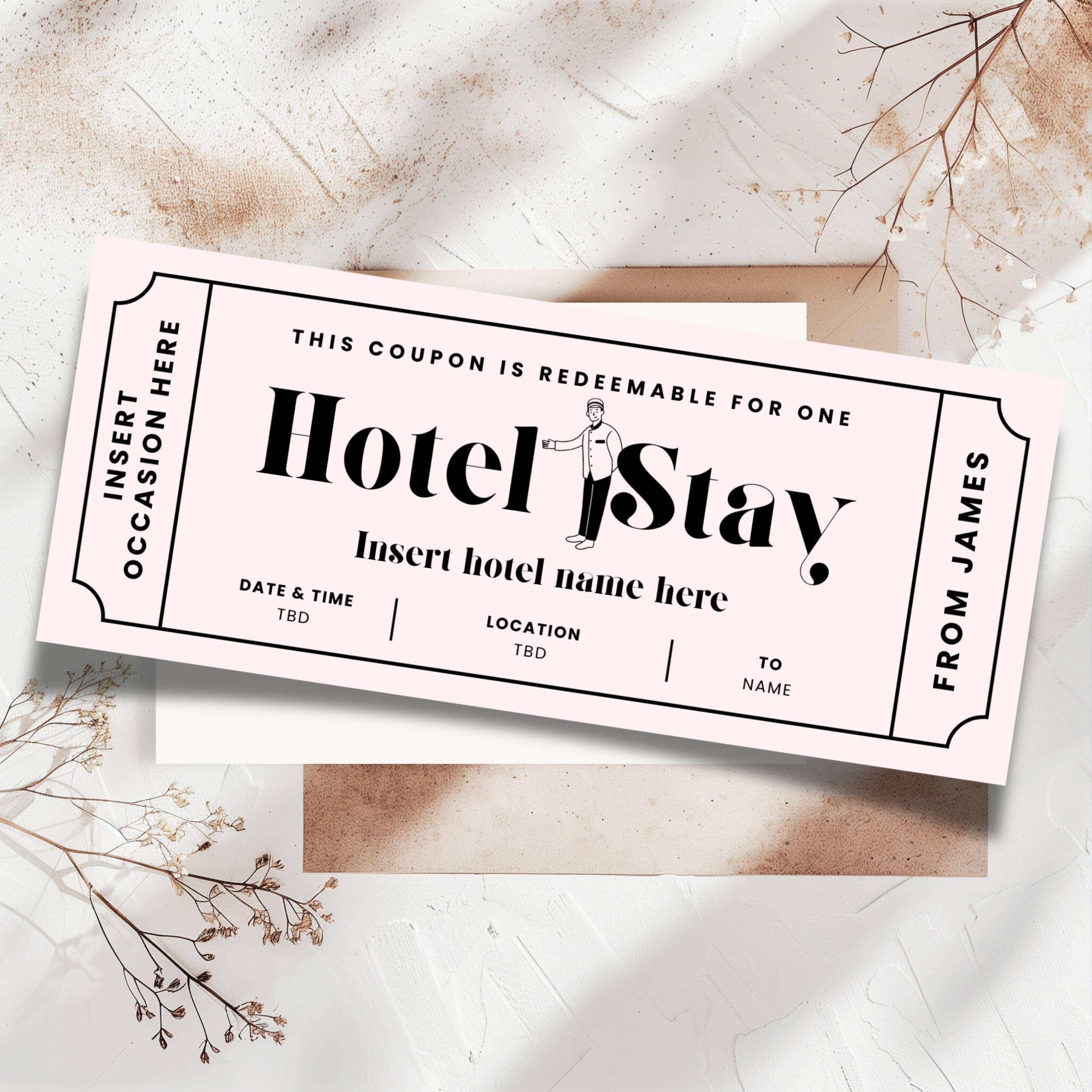 Hotel Stay Coupon Template, Custom Surprise Hotel Stay Gift Voucher ...