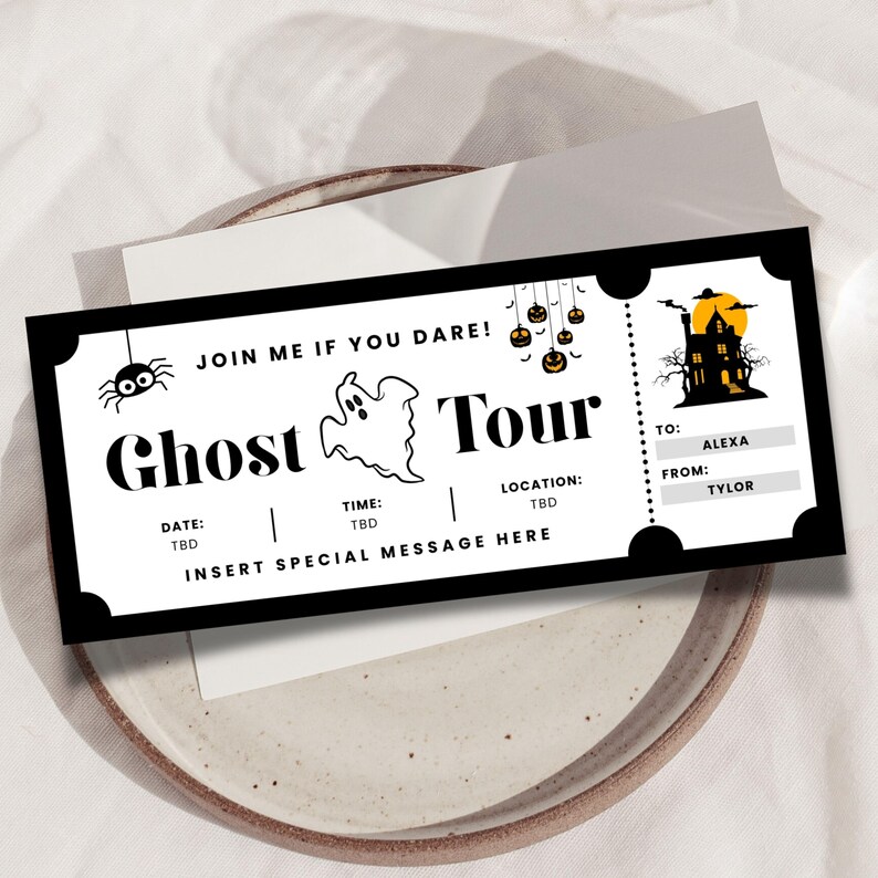 Halloween Ticket, Custom Spooky Ghost Tour Ticket Template, Halloween ...