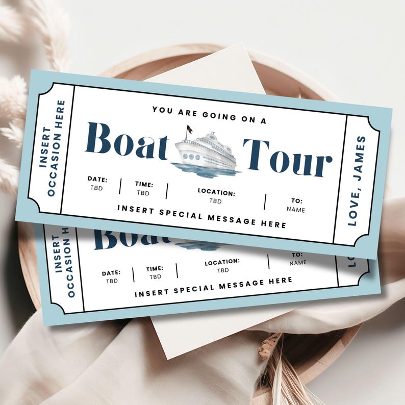 Editable Boat Tour Ticket, Cruise Trip Ticket Template, Cruise Gift ...