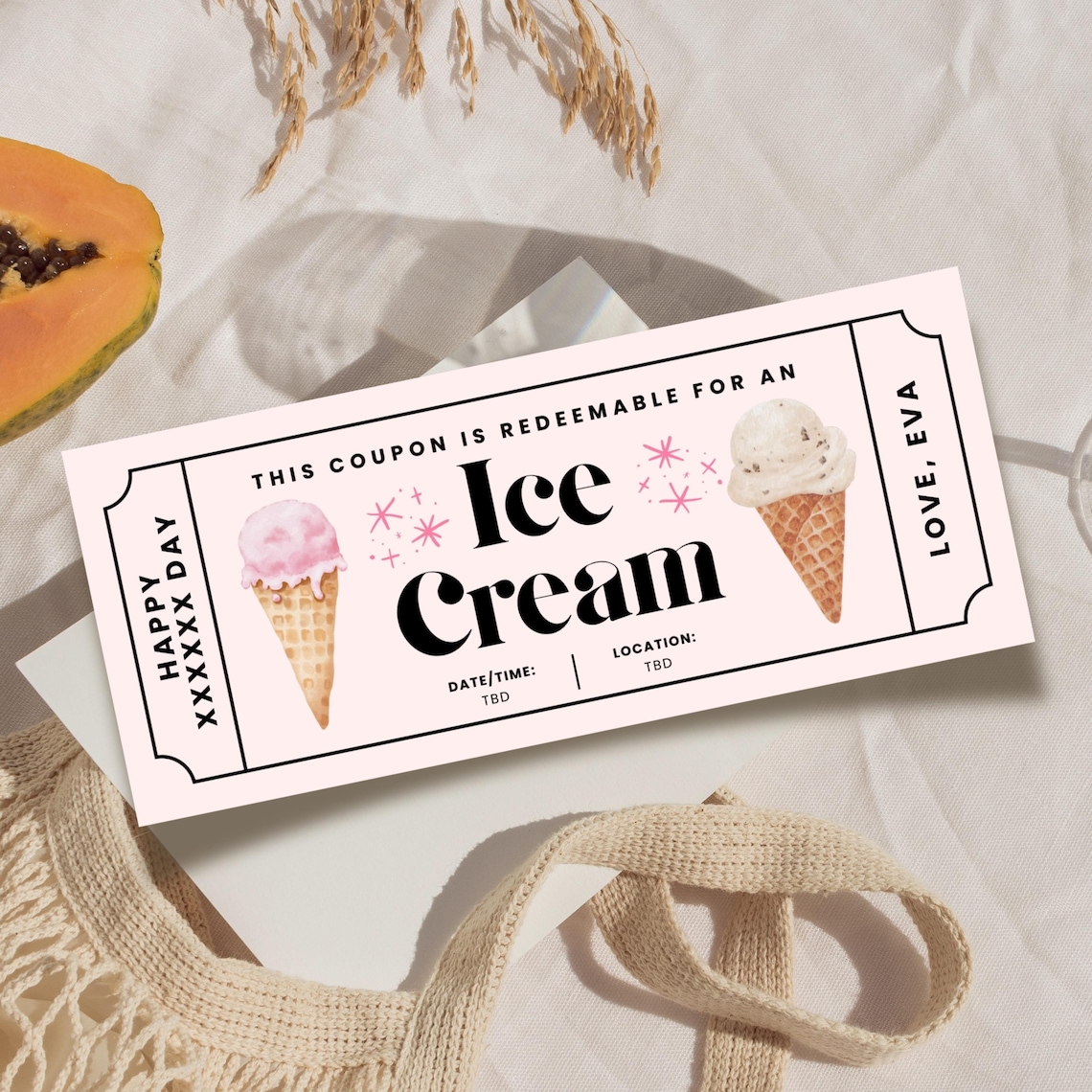 Ice Cream Coupons, Ice Cream Party, Printable Vouchers, Ice Cream ...