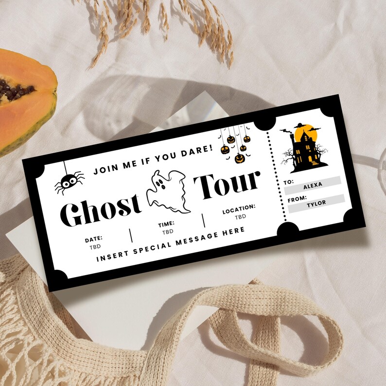 Halloween Ticket, Custom Spooky Ghost Tour Ticket Template, Halloween ...