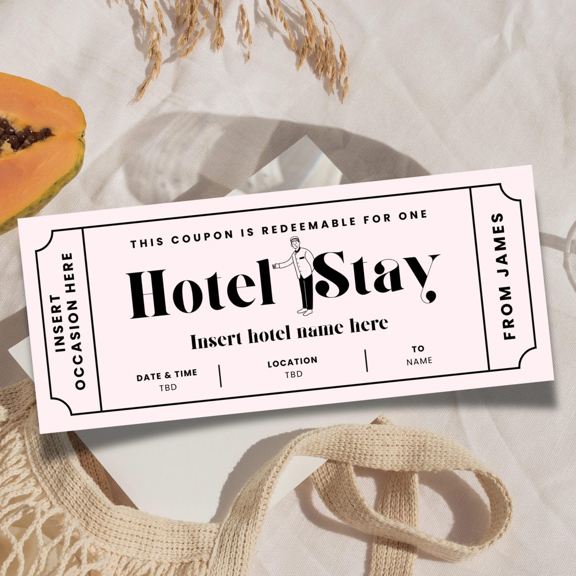 Hotel Stay Coupon Template, Custom Surprise Hotel Stay Gift Voucher ...