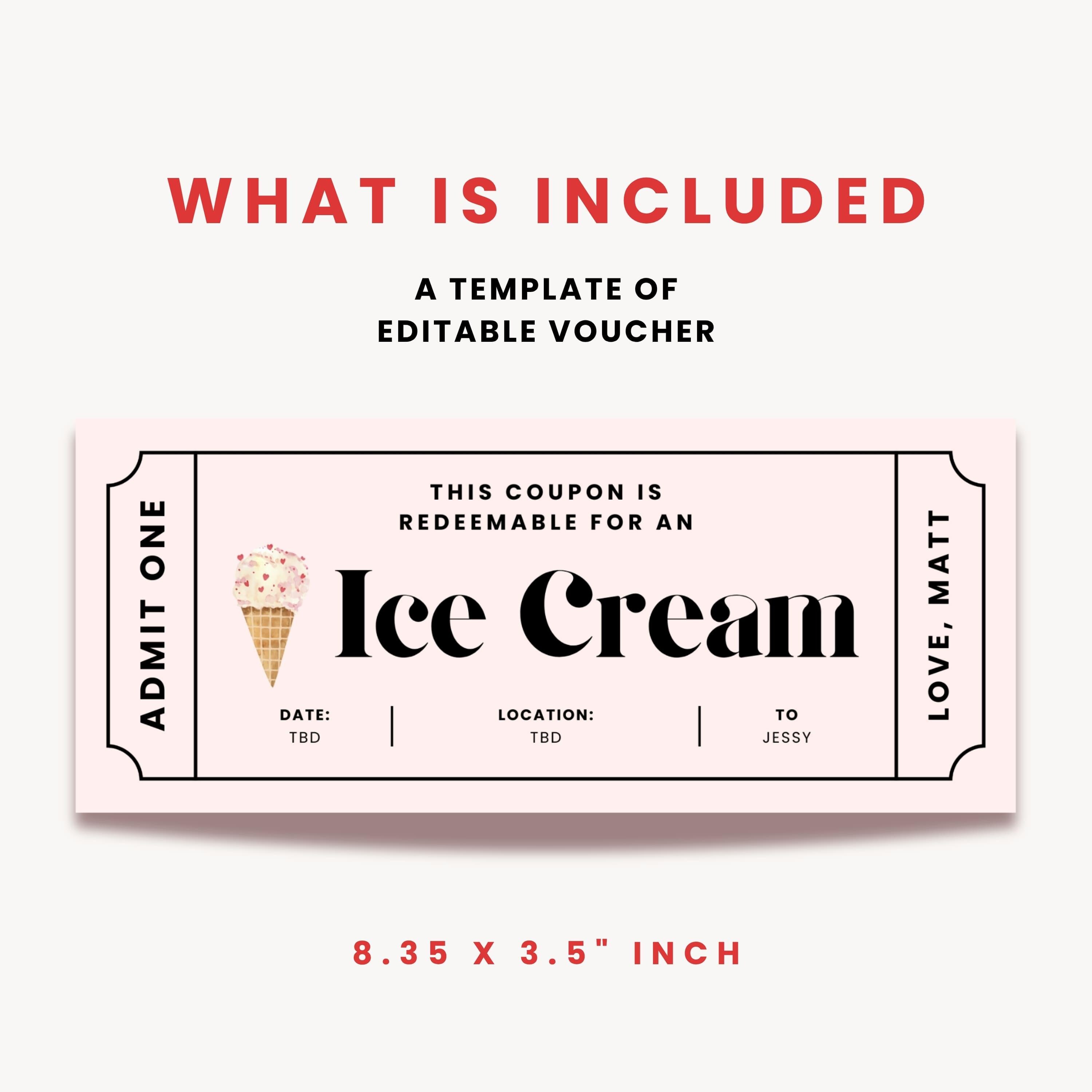 Ice Cream Coupons, Ice Cream Party, Printable Vouchers, Ice Cream ...